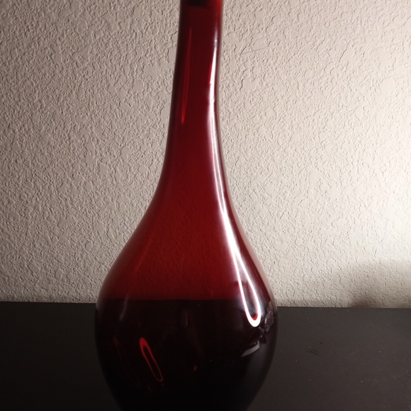 Unique Vintage | Art | Ruby Red Art Glass 2 Tall Wine Decanter | Poshmark